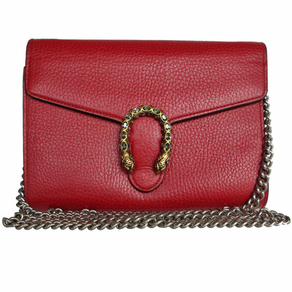 Gucci | Bags | Gucci Red Leather Chain Wallet Dionysus 4231 K0009 ...